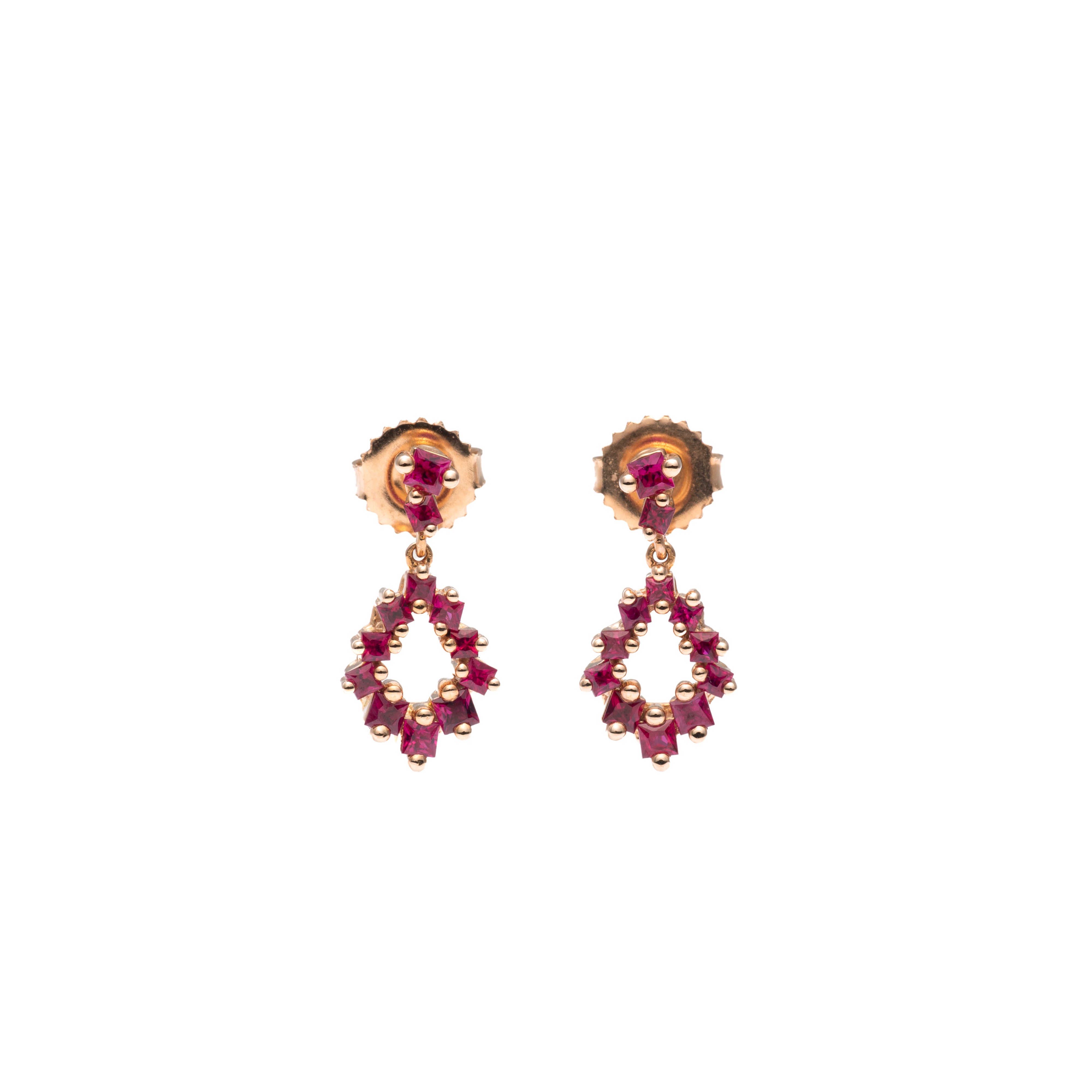 SUZANNE KALAN: Ruby Drop Earrings (Rg) | DSMG E-SHOP