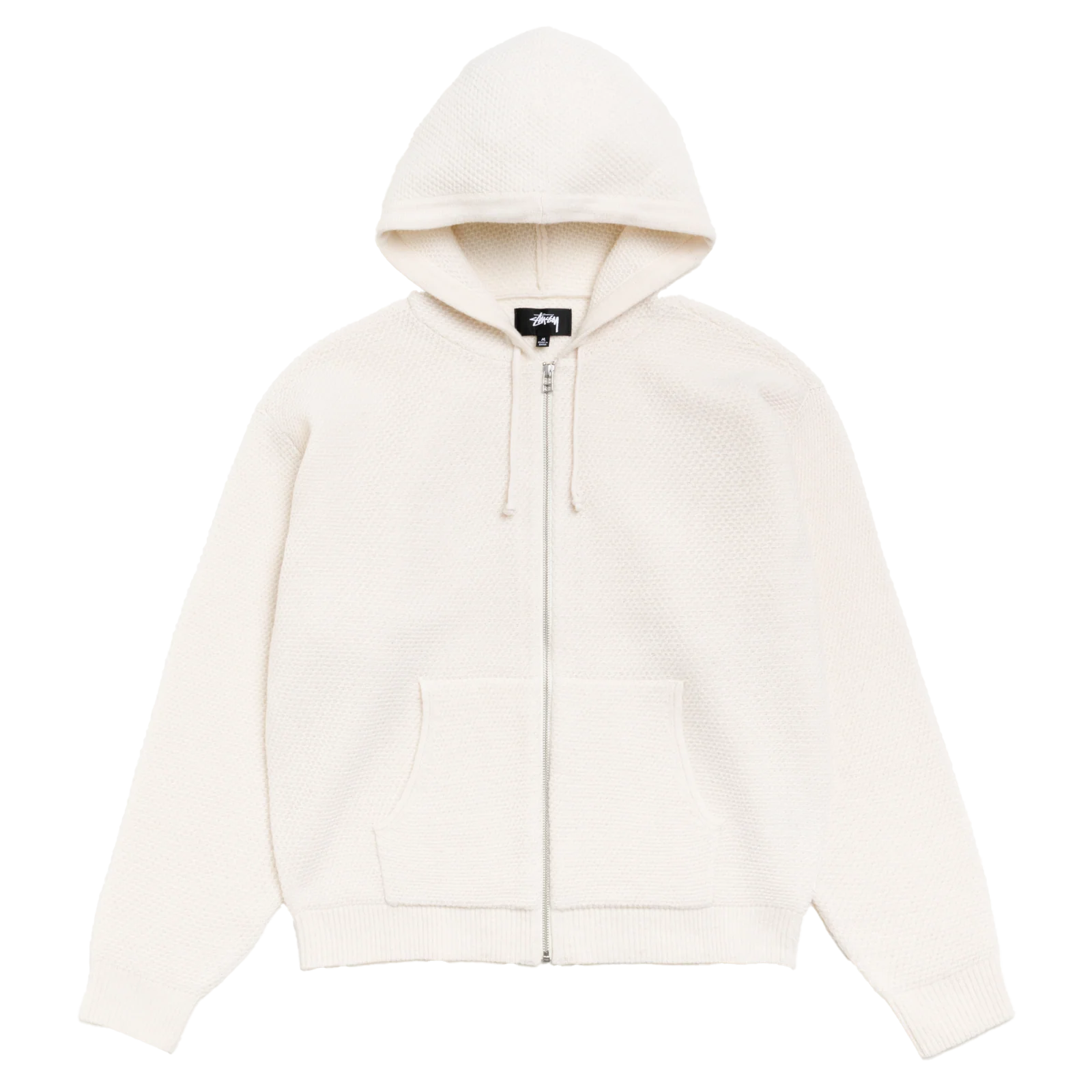 STUSSY: Textured Zip Hooded Sweater (Bone) | DSMG E-SHOP
